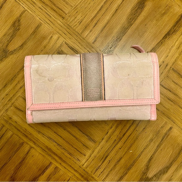 Coach | Bags | Coach Pink Signature C Long Trifold Wallet | Poshmark